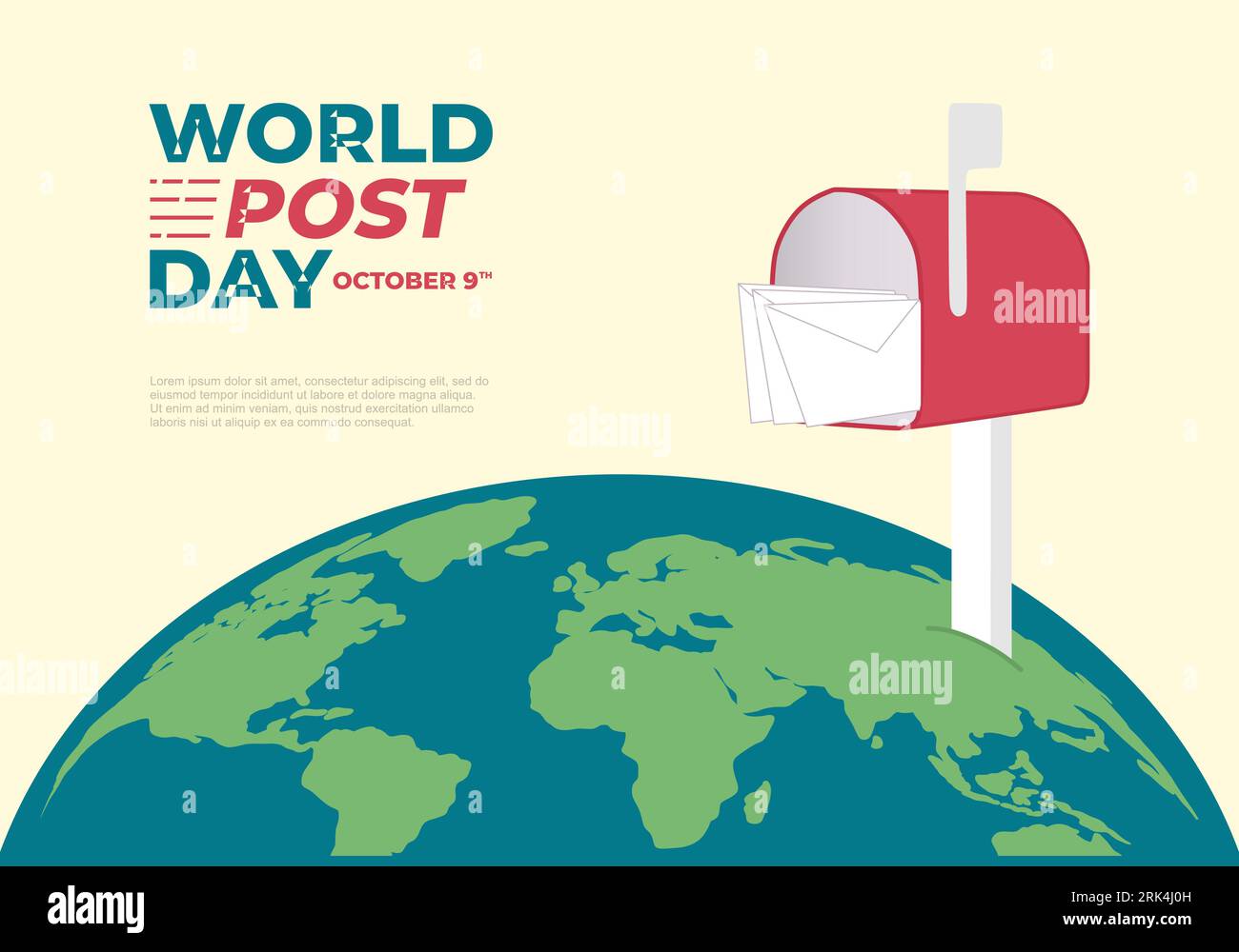 World post day background with red box on earth Stock Vector Image ...
