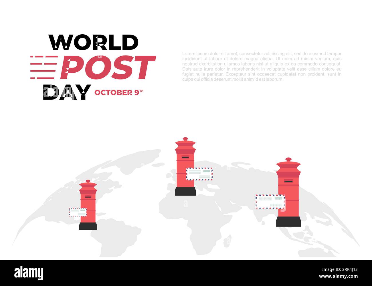 World post day background with red box and earth map celebrated on ...