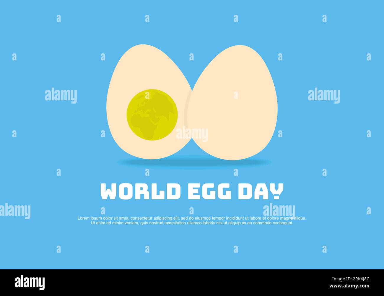 World egg day background banner poster with white egg on blue color ...
