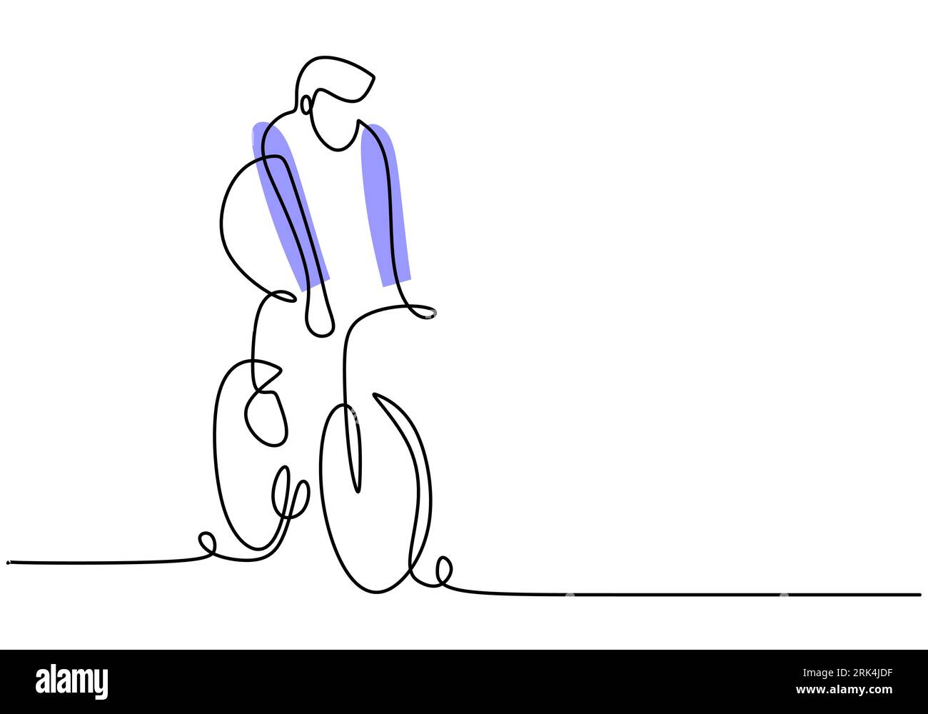 One continuous single line of world car free day with man ride bike ...