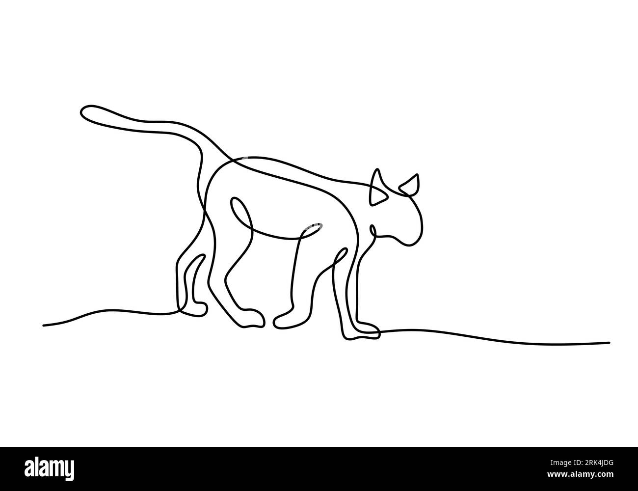 One continuous single line of walking cat isolated on white background ...