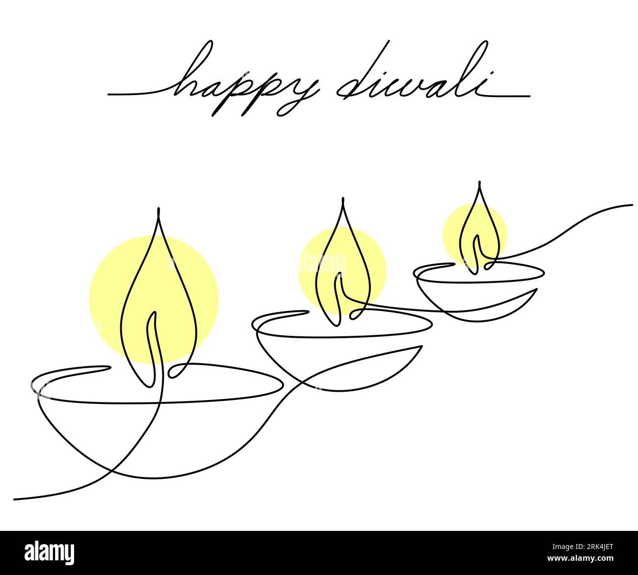 One line of three candles isolated on white background. Hand drawing ...