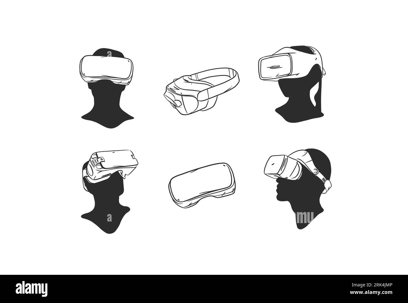 Hand drawn vector abstract graphic line art collection with virtual ...