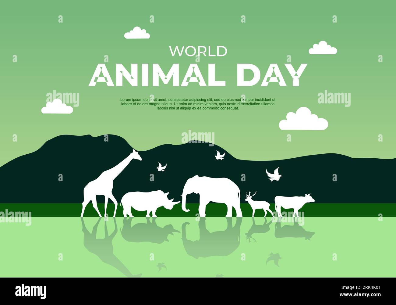 World animal day with animal at lake background celebrated on october 4 ...