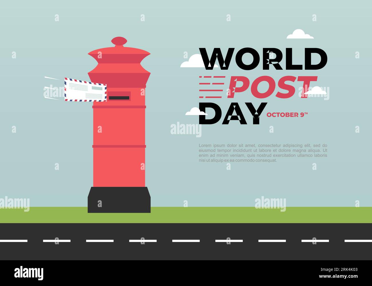 World post day background with red box celebrated on october 9th Stock ...