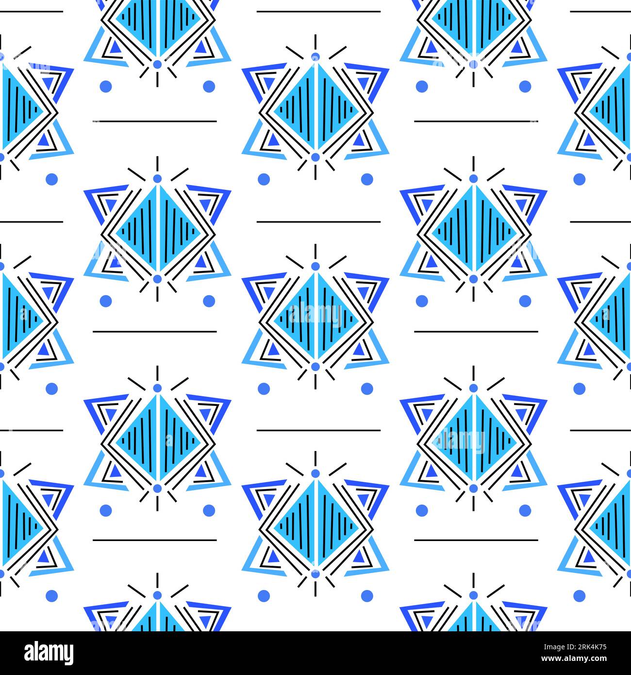 Hand drawing tribal zigzag seamless pattern isolated on white ...