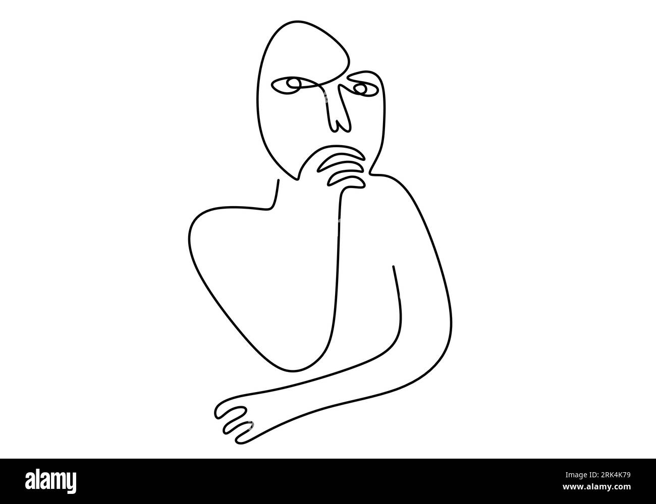 Hand drawn single line of primordial man body and face isolated on ...