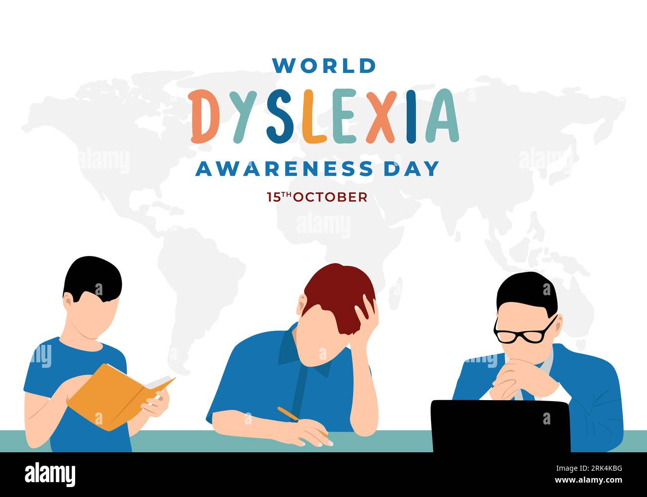World dyslexia awareness day background celebrated on october 15 Stock ...