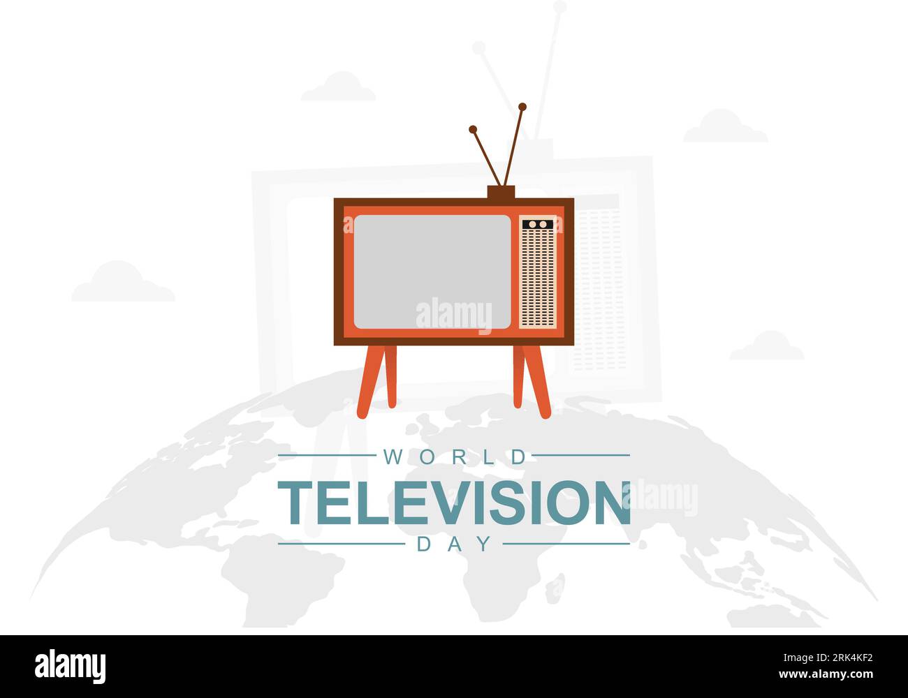 World television day background with big vintage television Stock ...