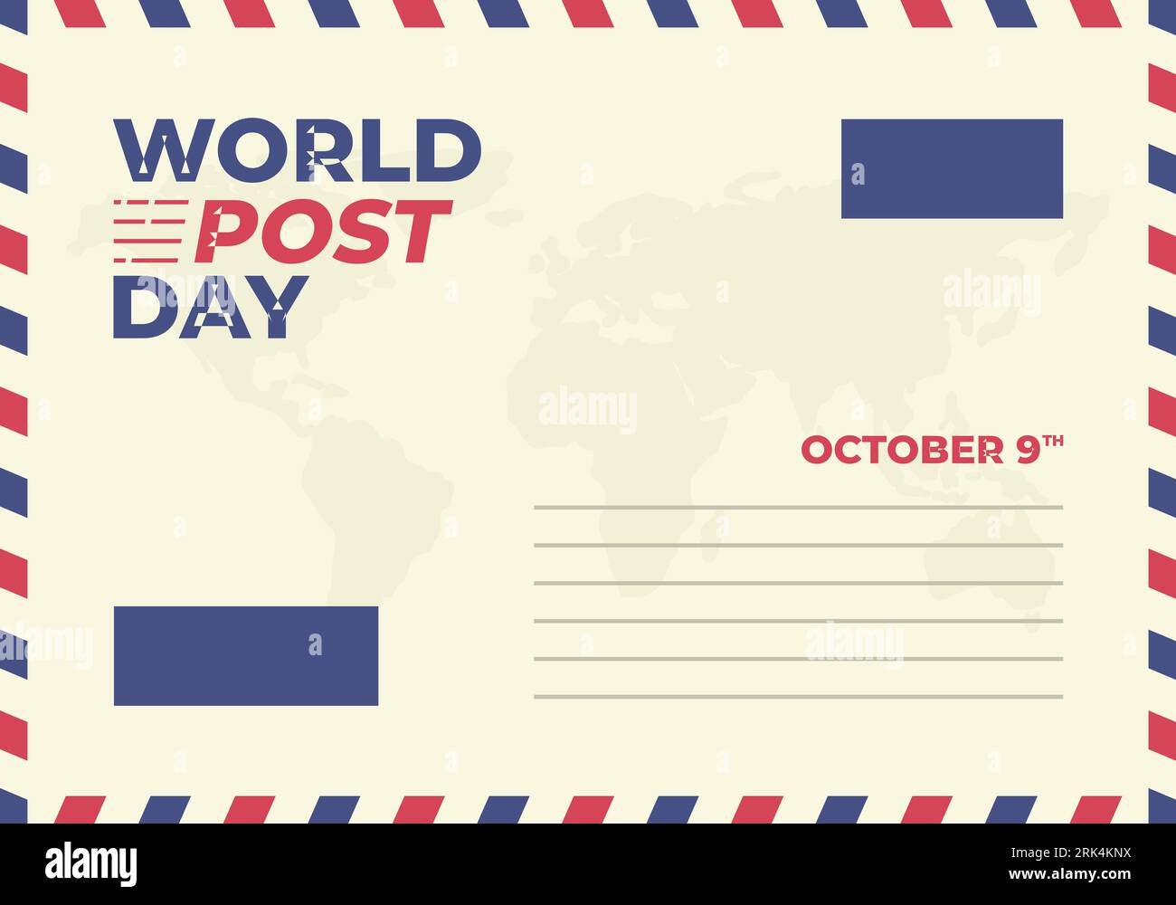 World post day background with big postcard Stock Vector Image & Art ...