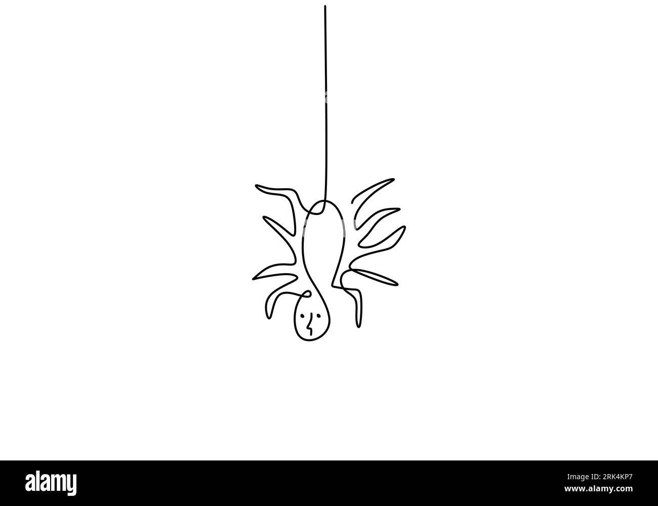 Hand drawing one line of spider ghost isolated on white background ...