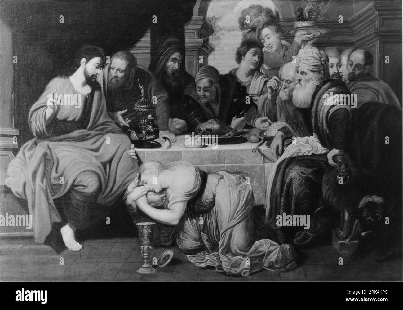 Mary Magdalene anointing Christ's feet during the meal in the house of ...