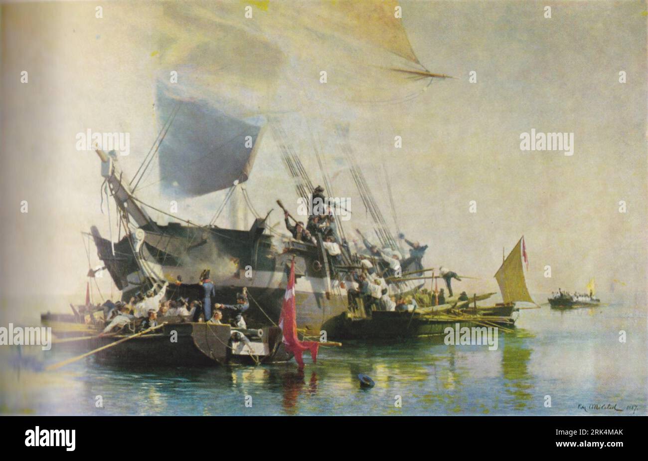 English Brig Attacked by Danish-Norwegian gunboat 1887 by Christian ...