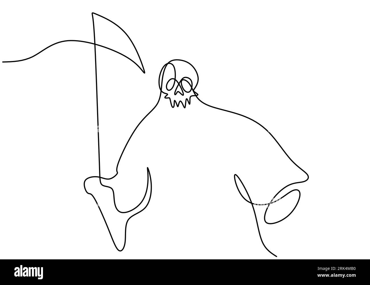 Hand drawing one line of Angel of Death isolated on white background ...