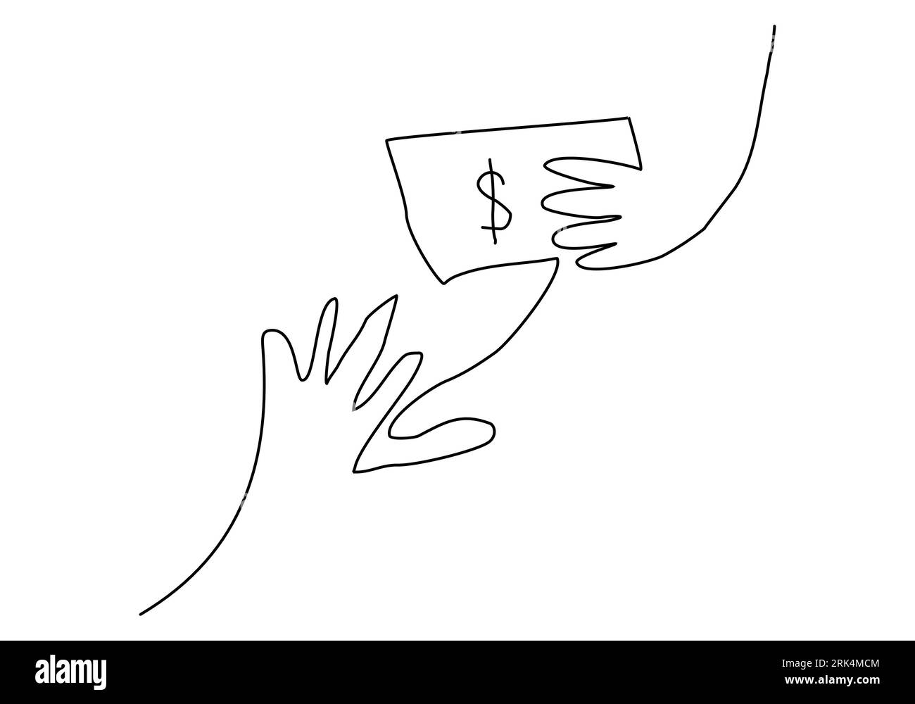 Hand drawn one line of season of giving hand give money isolated on ...