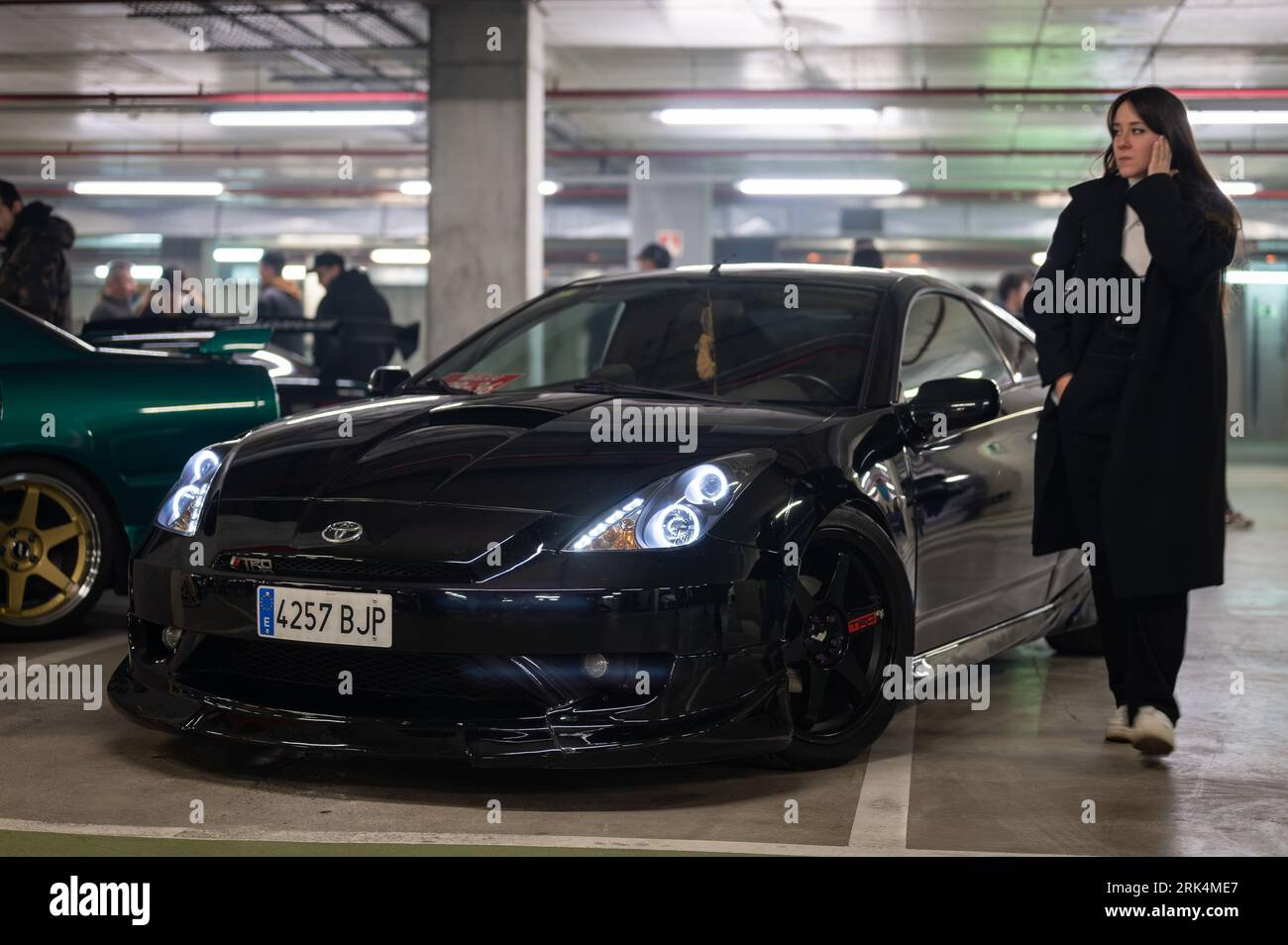 Front view of a black Japanese Toyota Celica sports car parked at the ...