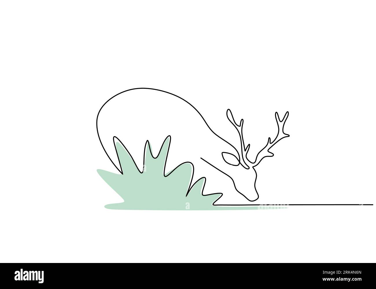 Hand drawing one single continuous line of deer isolated on white ...