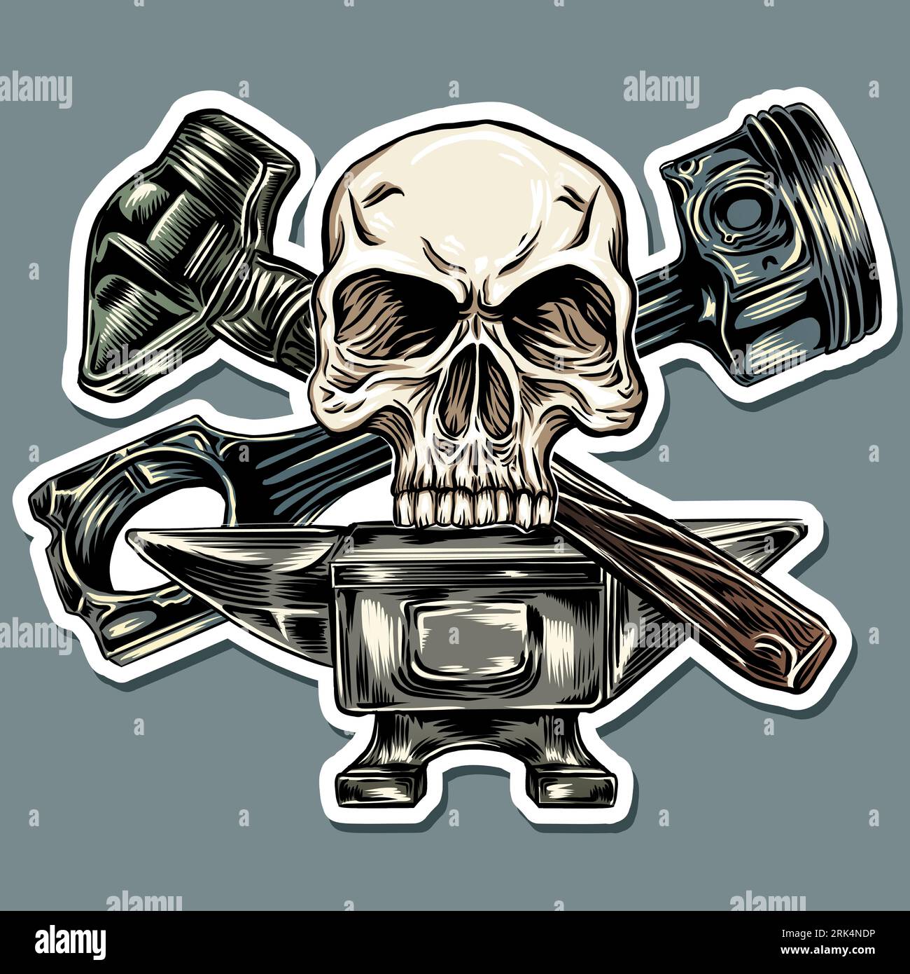 sticker Skull motorcycle logo, skull and banners MotorHead Series Stock ...