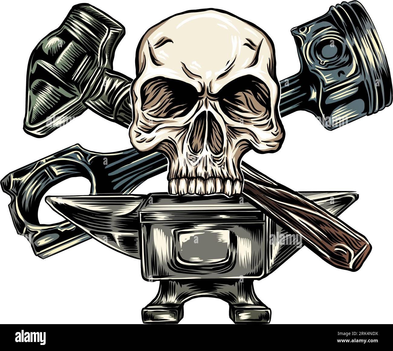 Piston skull Stock Vector Images - Alamy