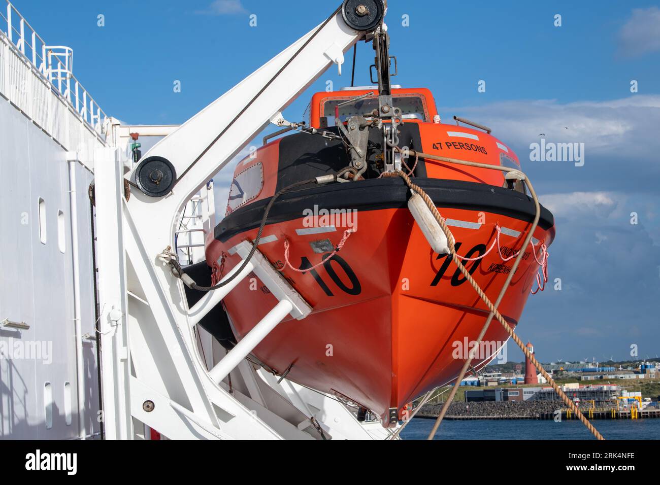 Lifeboat on board DFDS MS King Seaways ferry Stock Photo - Alamy