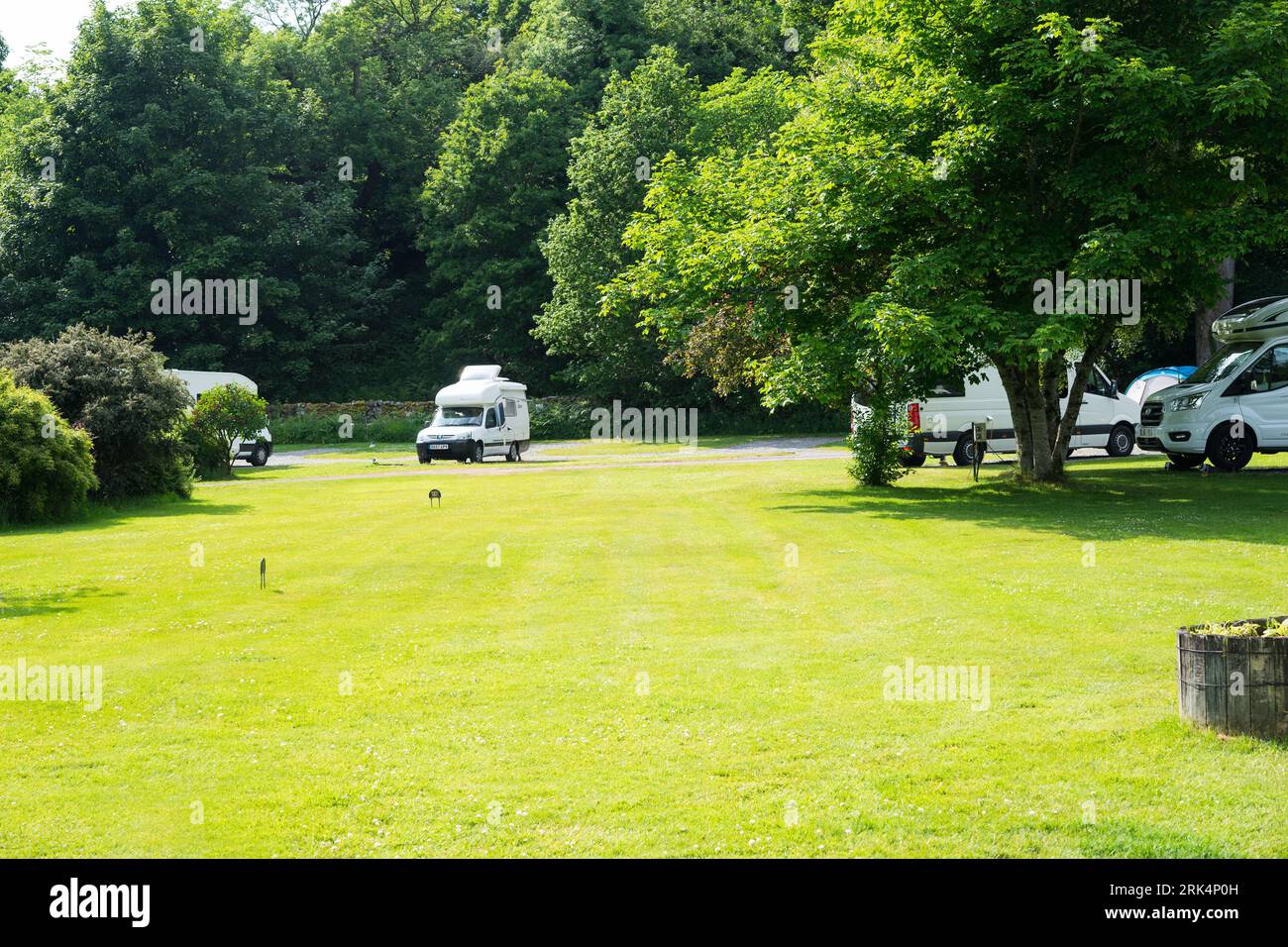 Small Campervan parked in Scottish campsite, Scotland, UK Stock Photo ...