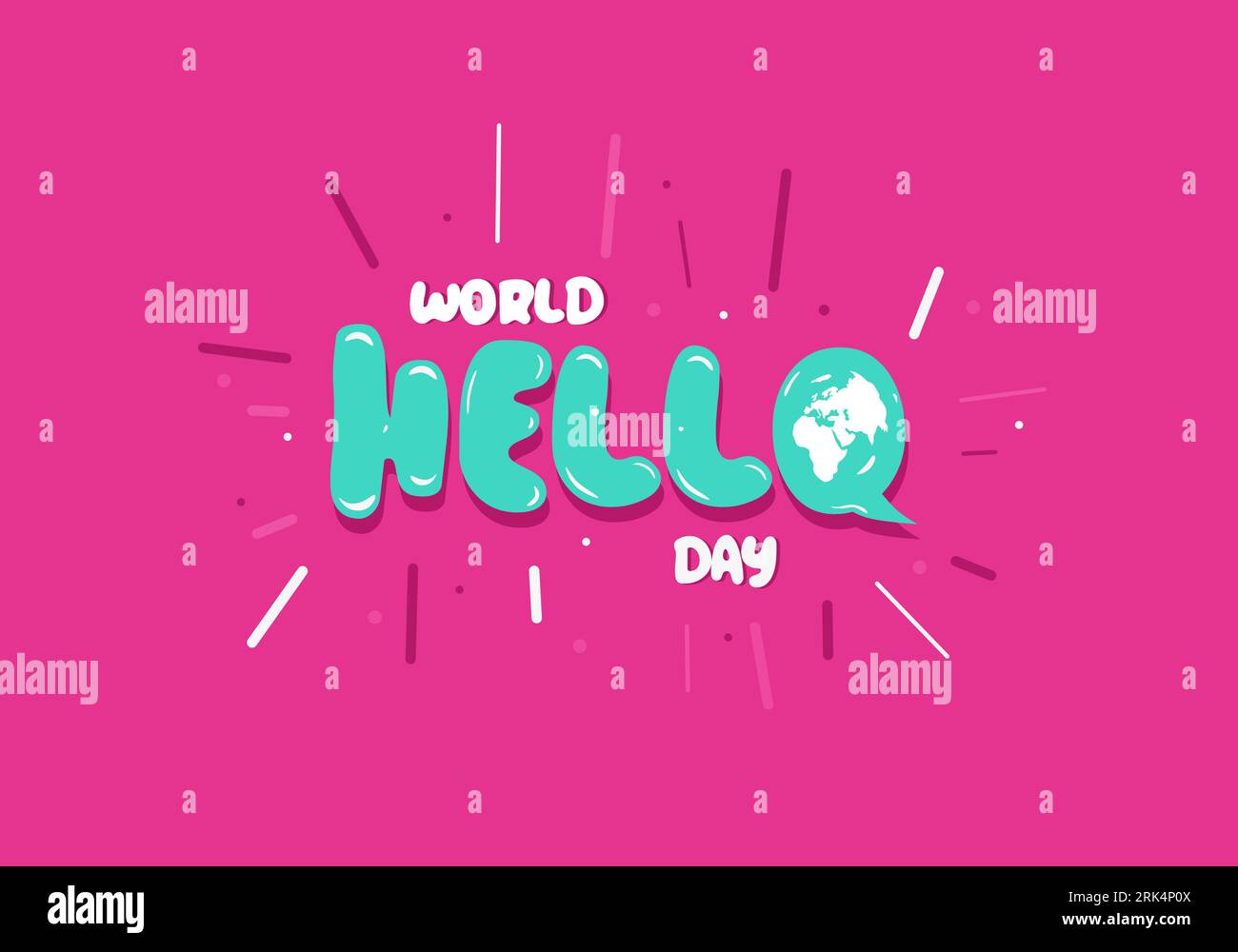 World hello day background with big hello word on purple color Stock ...