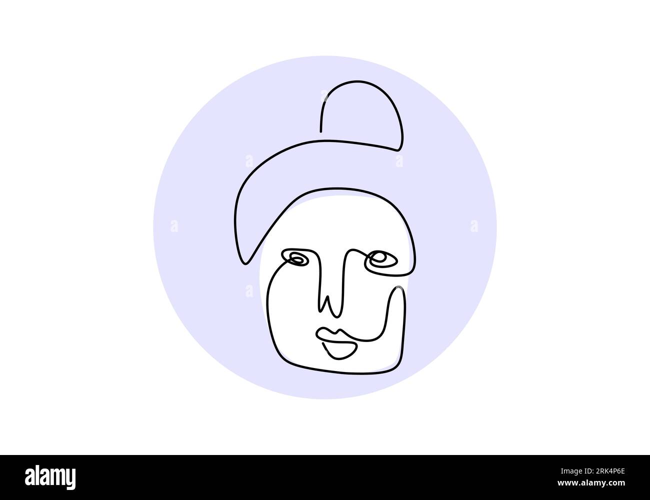 One line of primordial girl isolated on white background. Hand drawing ...