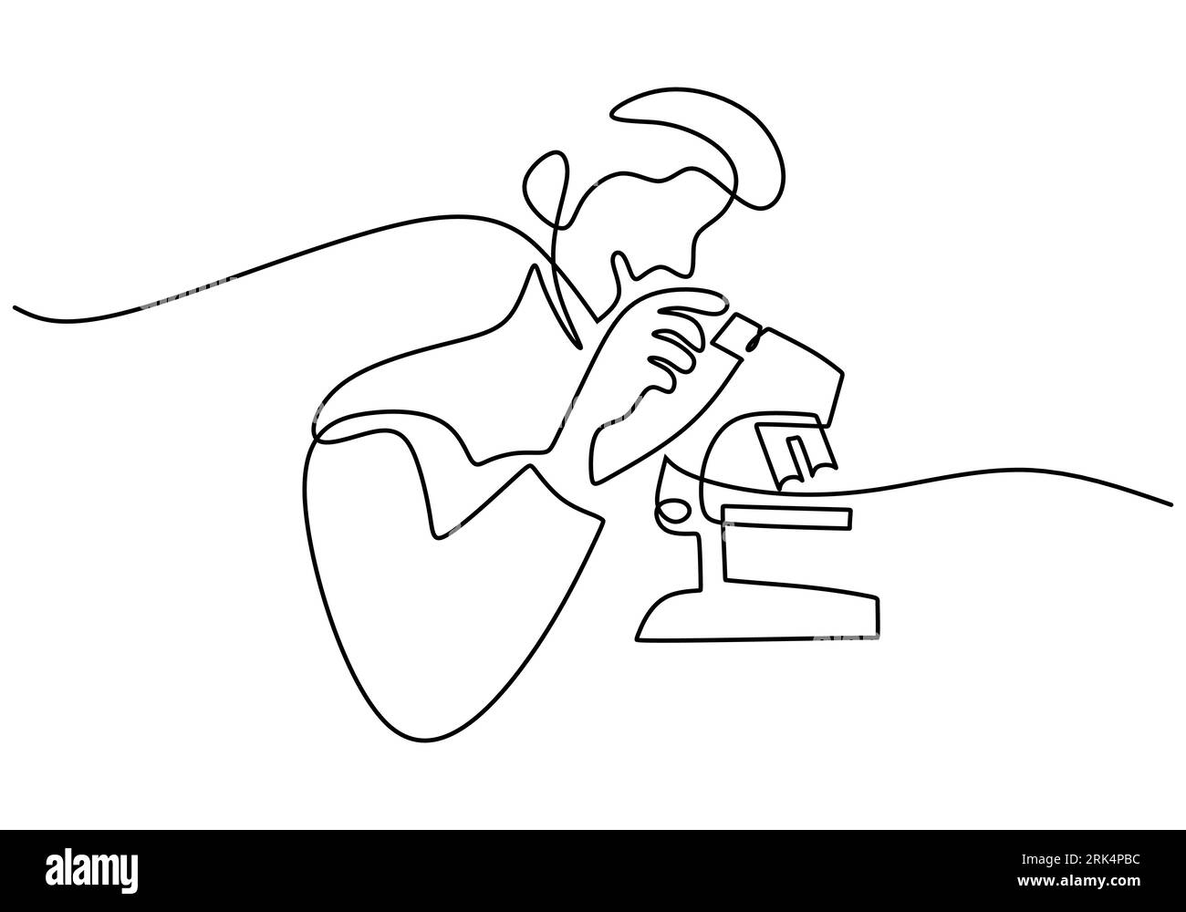 Hand drawing one single continuous line of scientist science theme ...