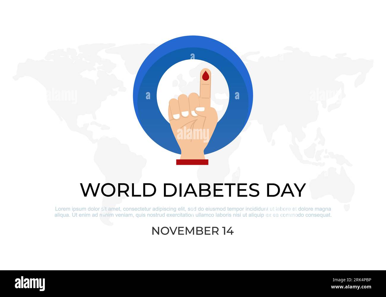 World diabetes day background with hand and earth map on white ...