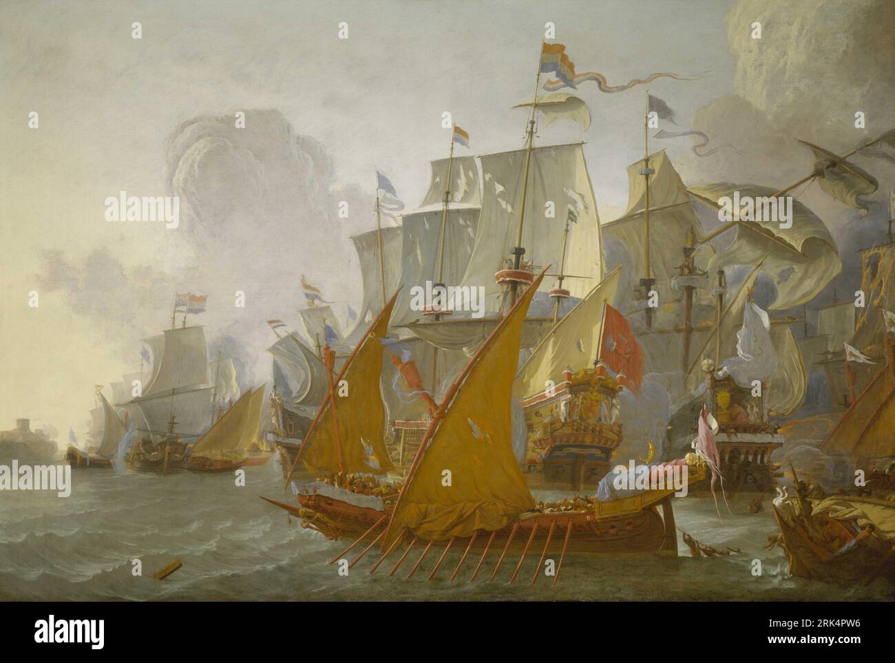 Action Between the Dutch Fleet and Barbary Pirates circa 1670 by Lieve ...