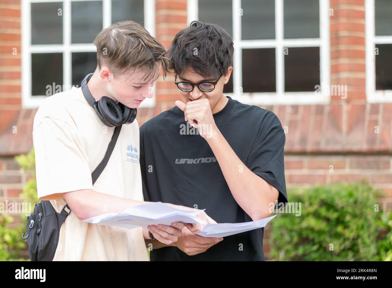 Birmingham, UK. 24th Aug, 2023. Pupils Daniel Martin and Jeevan Basi of ...