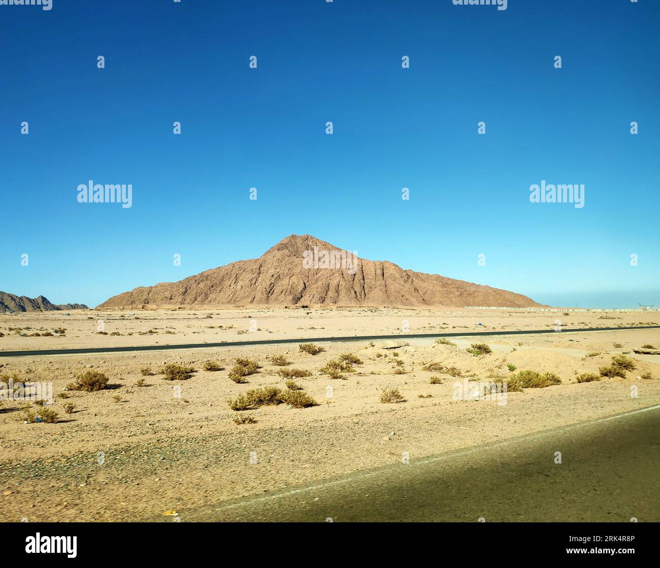 Volcano in the desert and a road, mountains landscape wallpaper ...