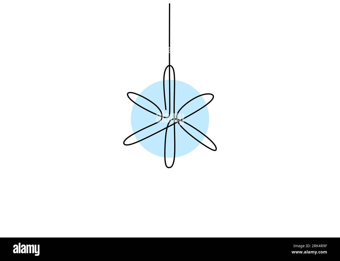 Hand drawing one single continuous line of snowflake isolated on white ...