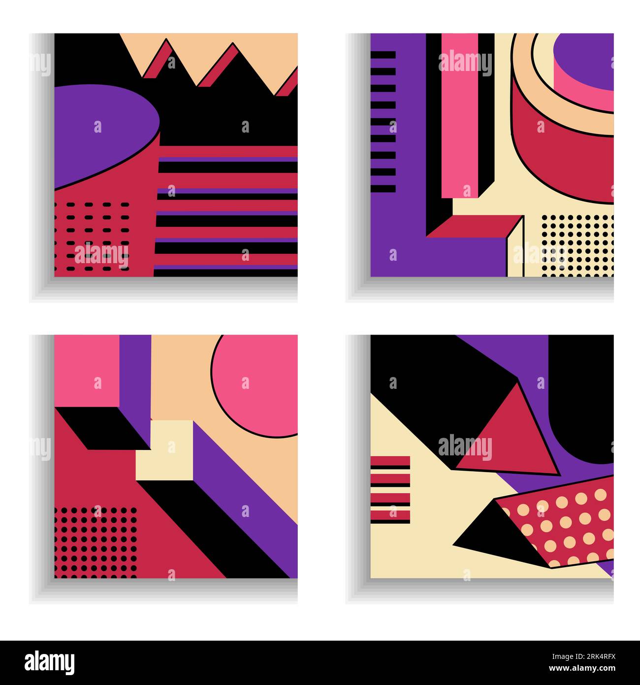 Four Punchy seamless pattern set isolated on white background Stock ...