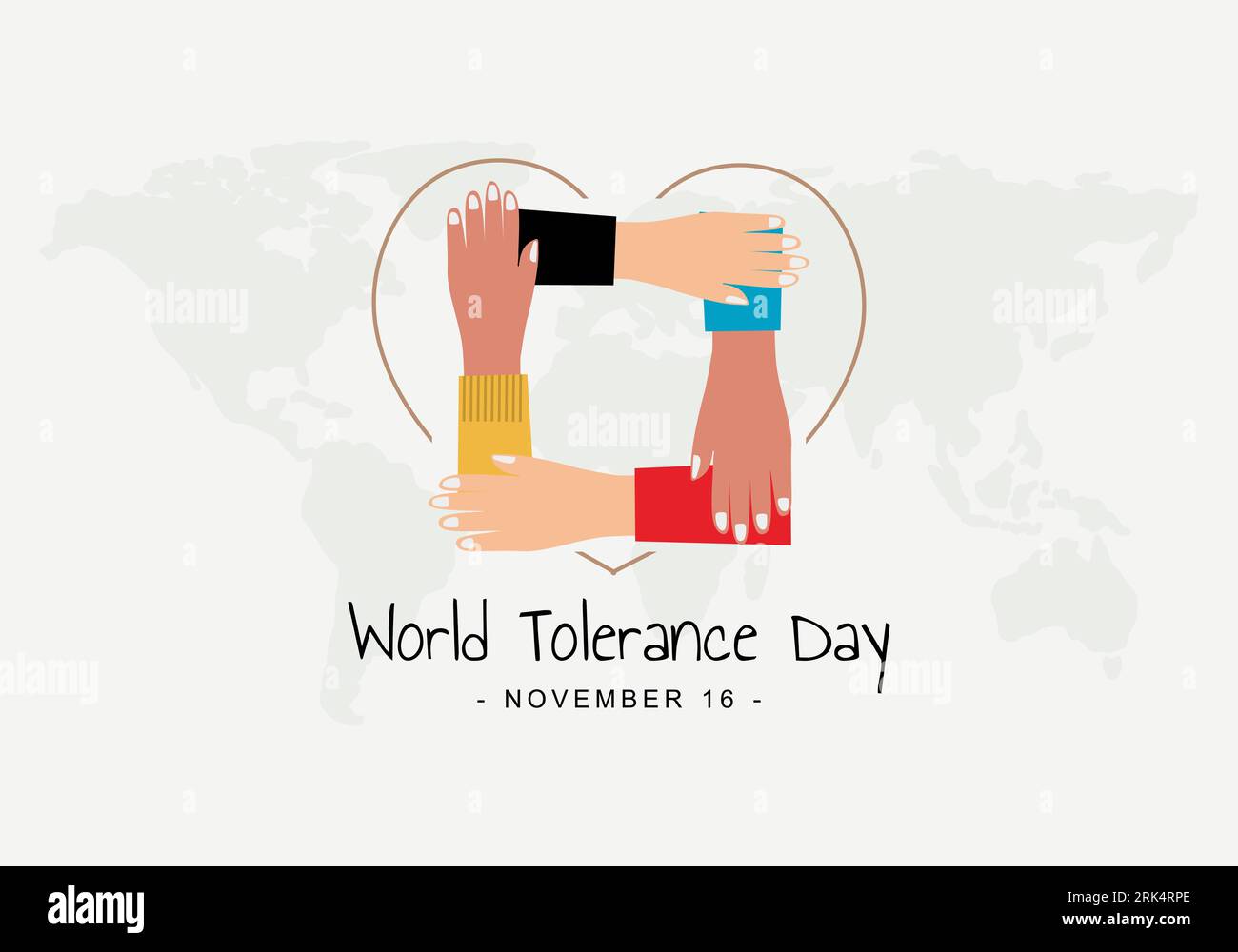 World tolerance day background with hand in hand and world map Stock ...