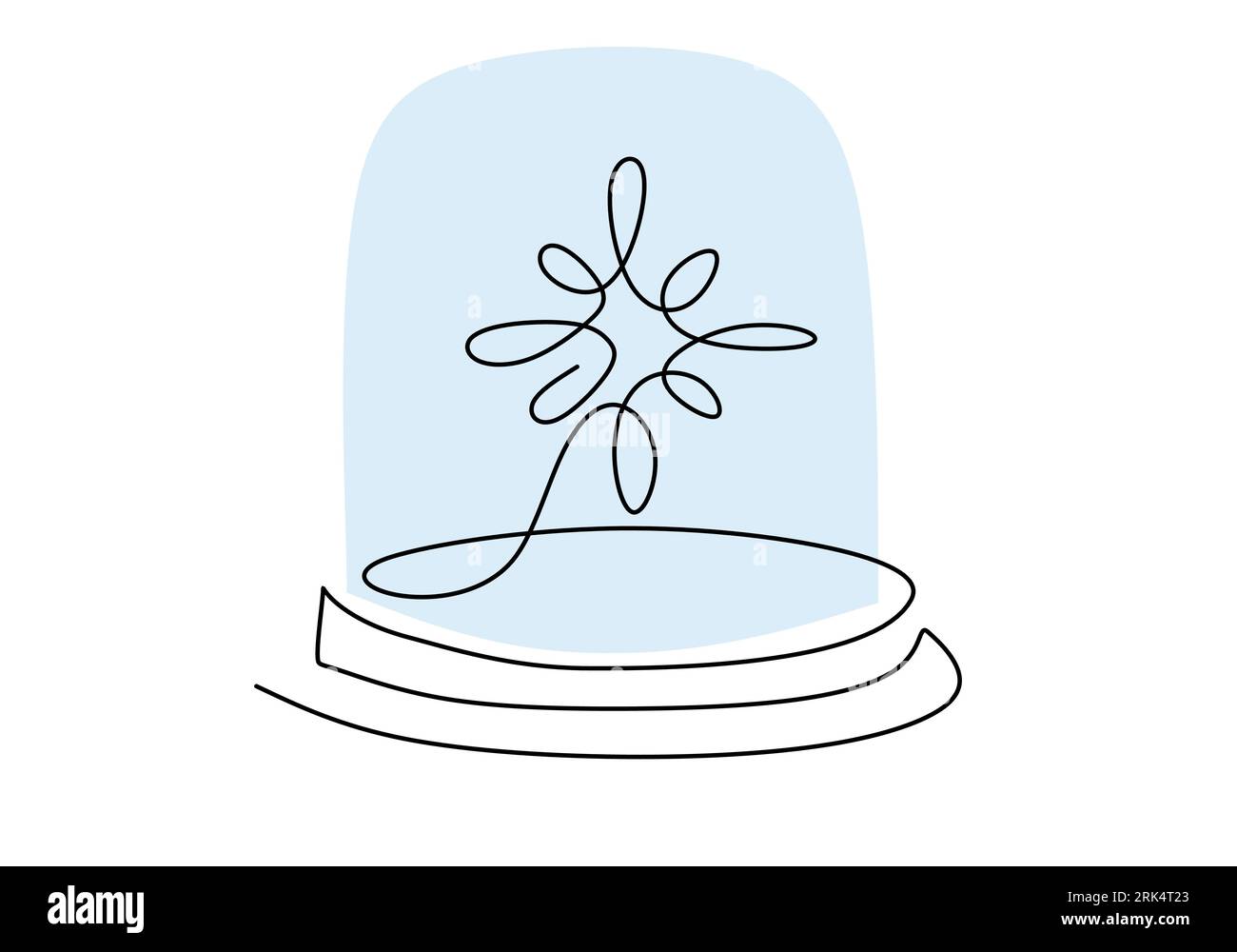 Hand drawing one line of snowflake in glass on white background Stock ...