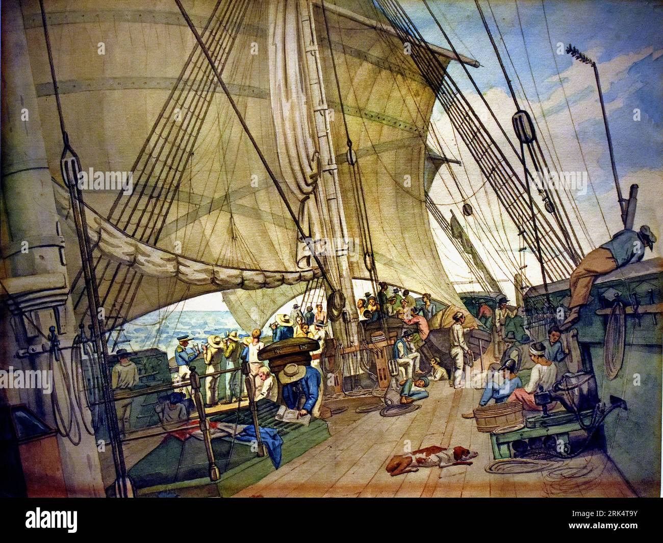 On deck of Zr MS corvette Triton 1828 by Pieter van Oort 1804-1834 ...