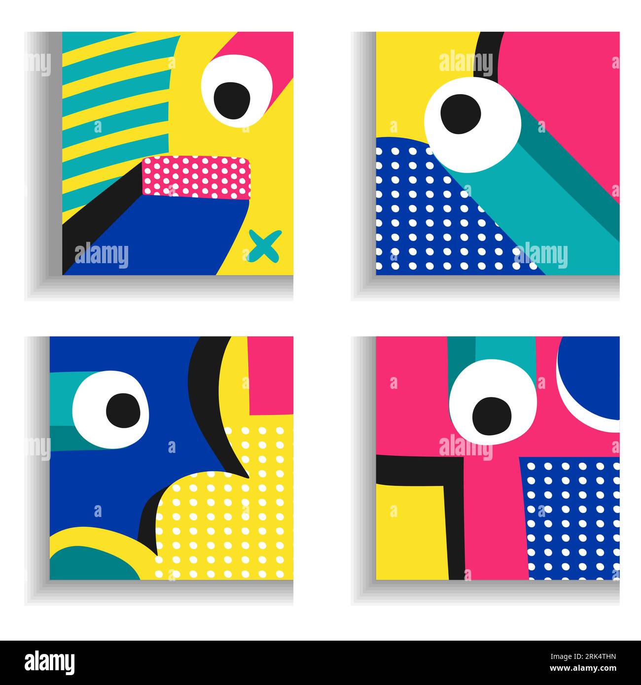 Punchy seamless pattern set isolated on white background Stock Vector ...