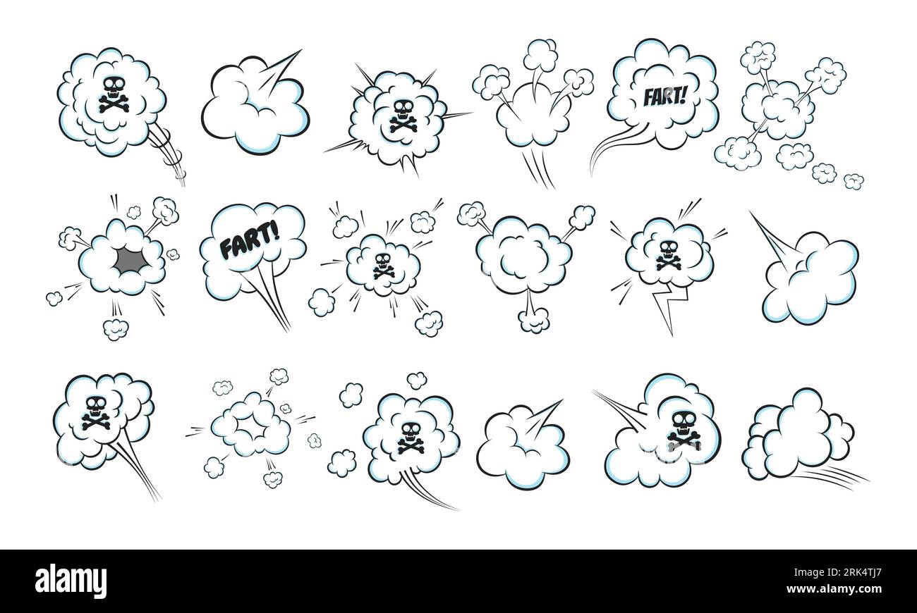 Smelling pop art comic book cartoon fart cloud flat style design vector ...
