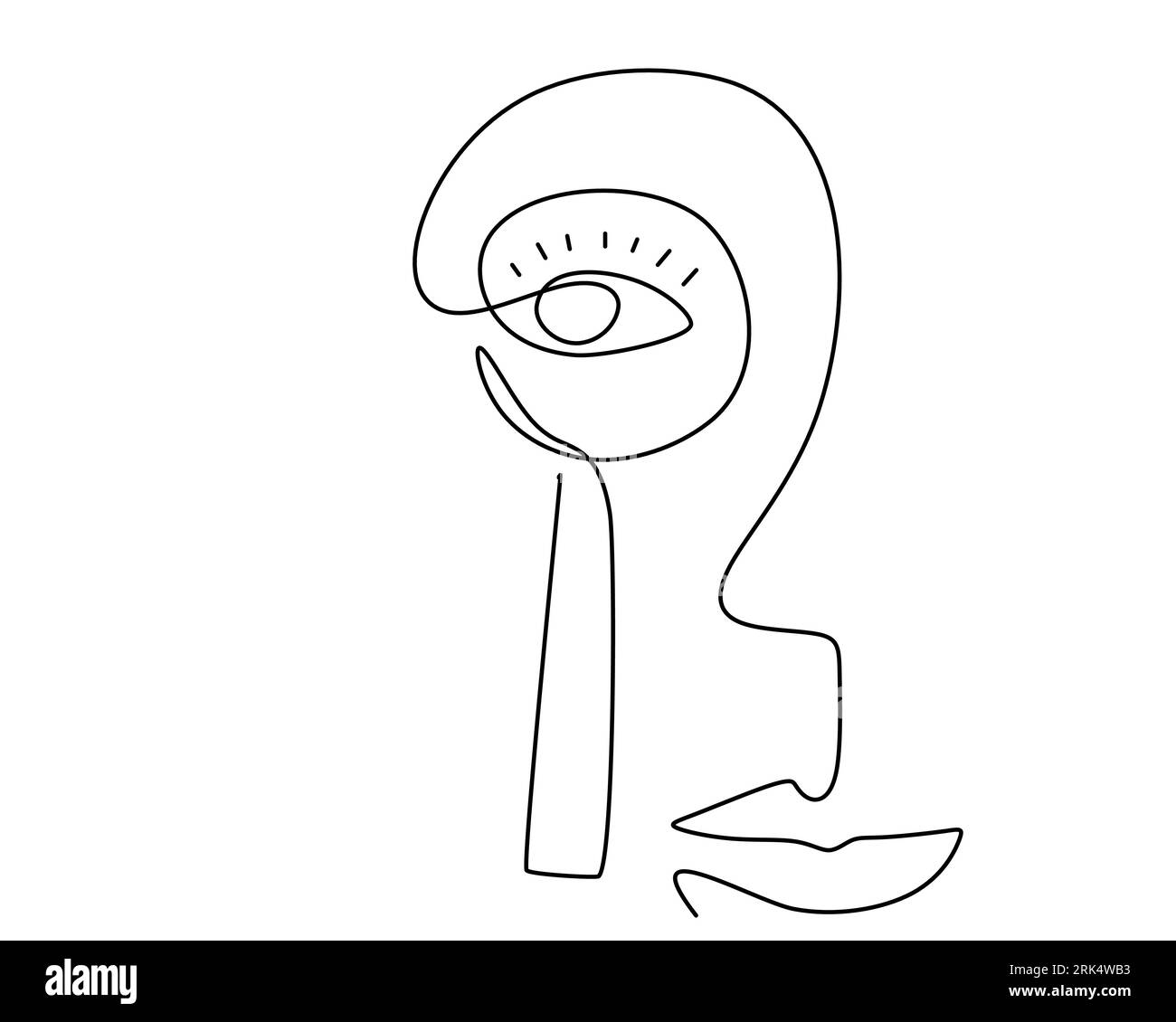 Single line drawing face hand hi-res stock photography and images - Alamy