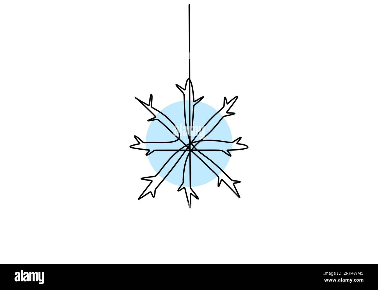 Hand drawing one single continuous line of snowflake isolated on white ...