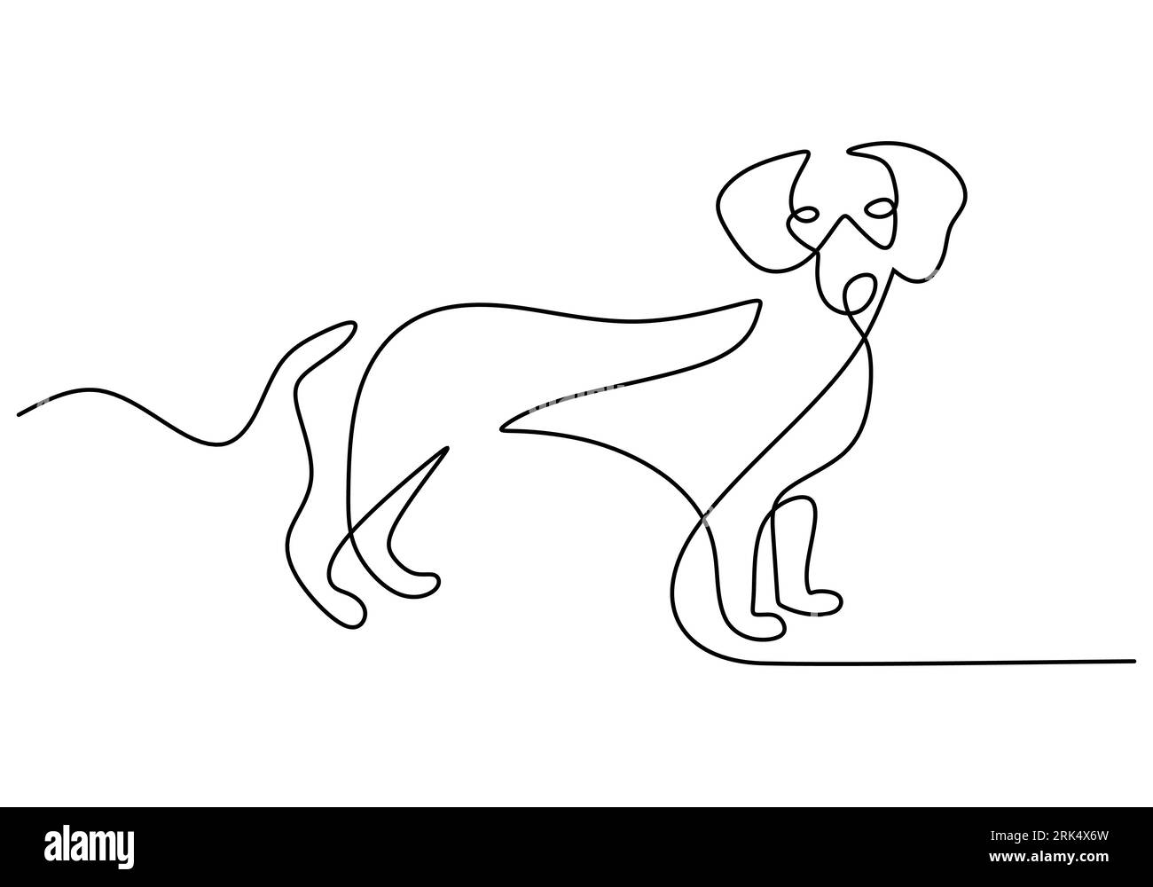 Hand drawing one line of dog isolated on white background Stock Vector ...