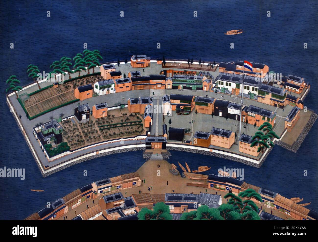 View of Deshima, Kawahara Keiga (workshop of), 1833 - 1836 silk 60 - 85 ...