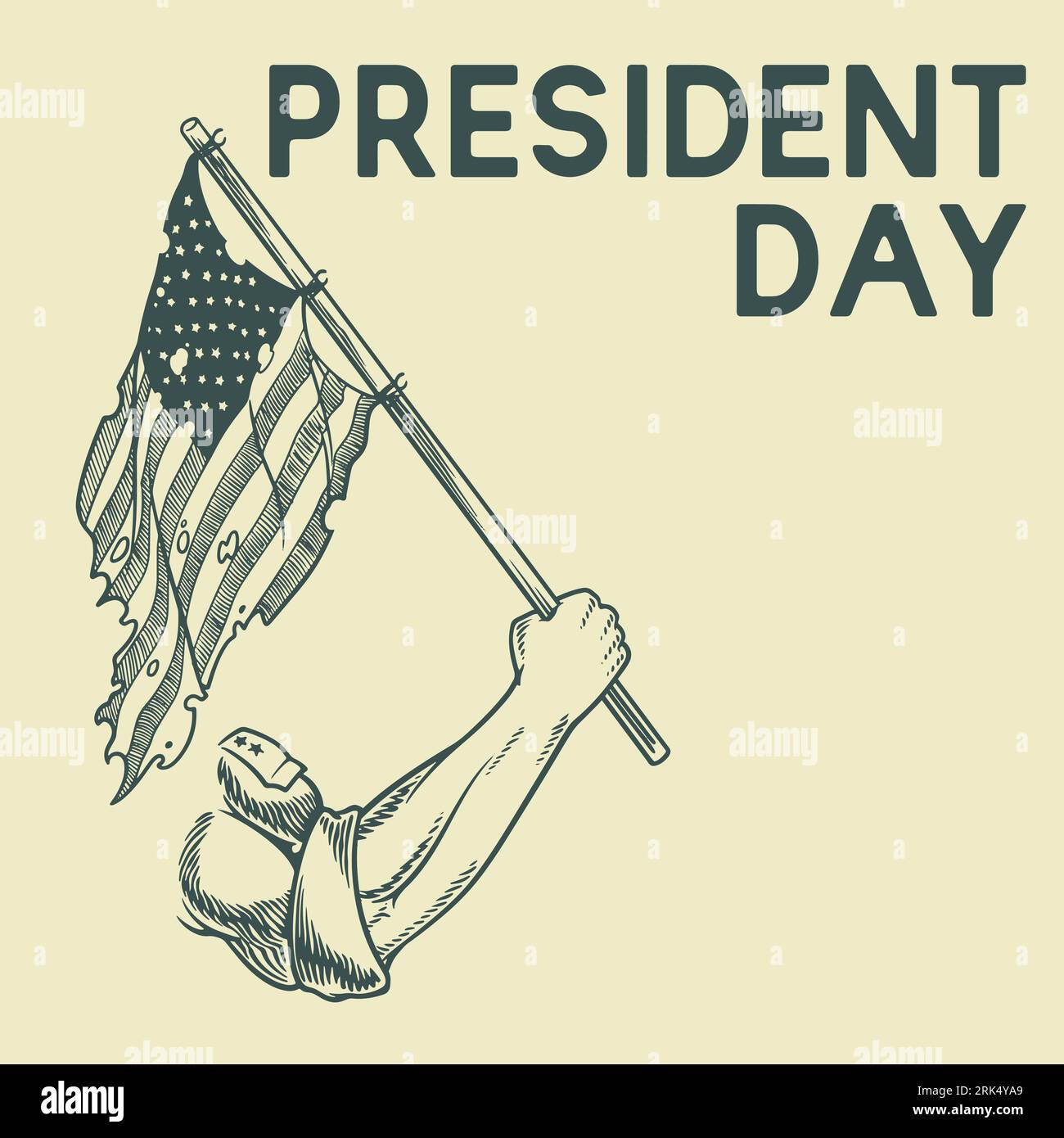 Hand drawing president day element with hand hold american flag ...