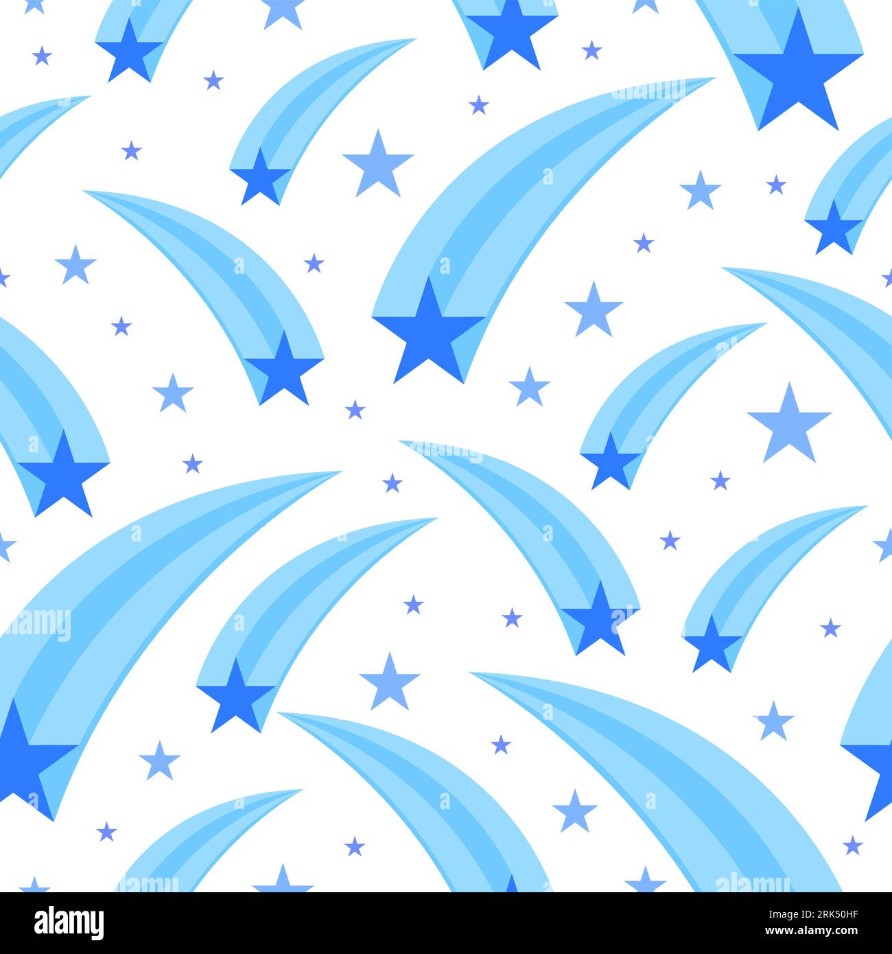 Cute blue stars seamless pattern isolated on white background Stock ...