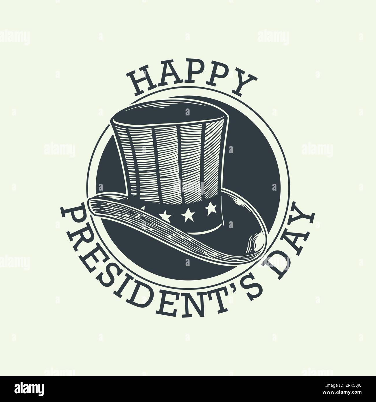 President day hand drawn vintage elements with big hat isolated on ...