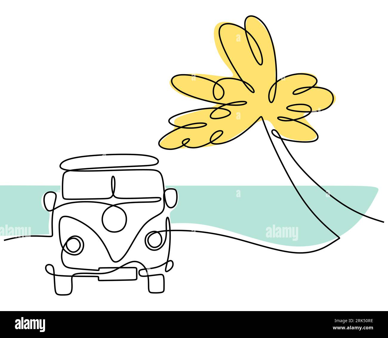 Hand drawing single one line of Classic car transportation isolated on ...