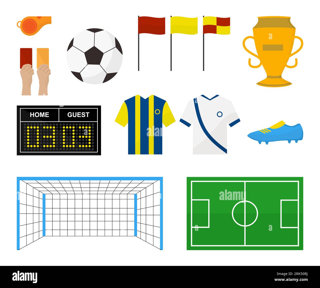 Set of Soccer football elements isolated on white background Stock ...