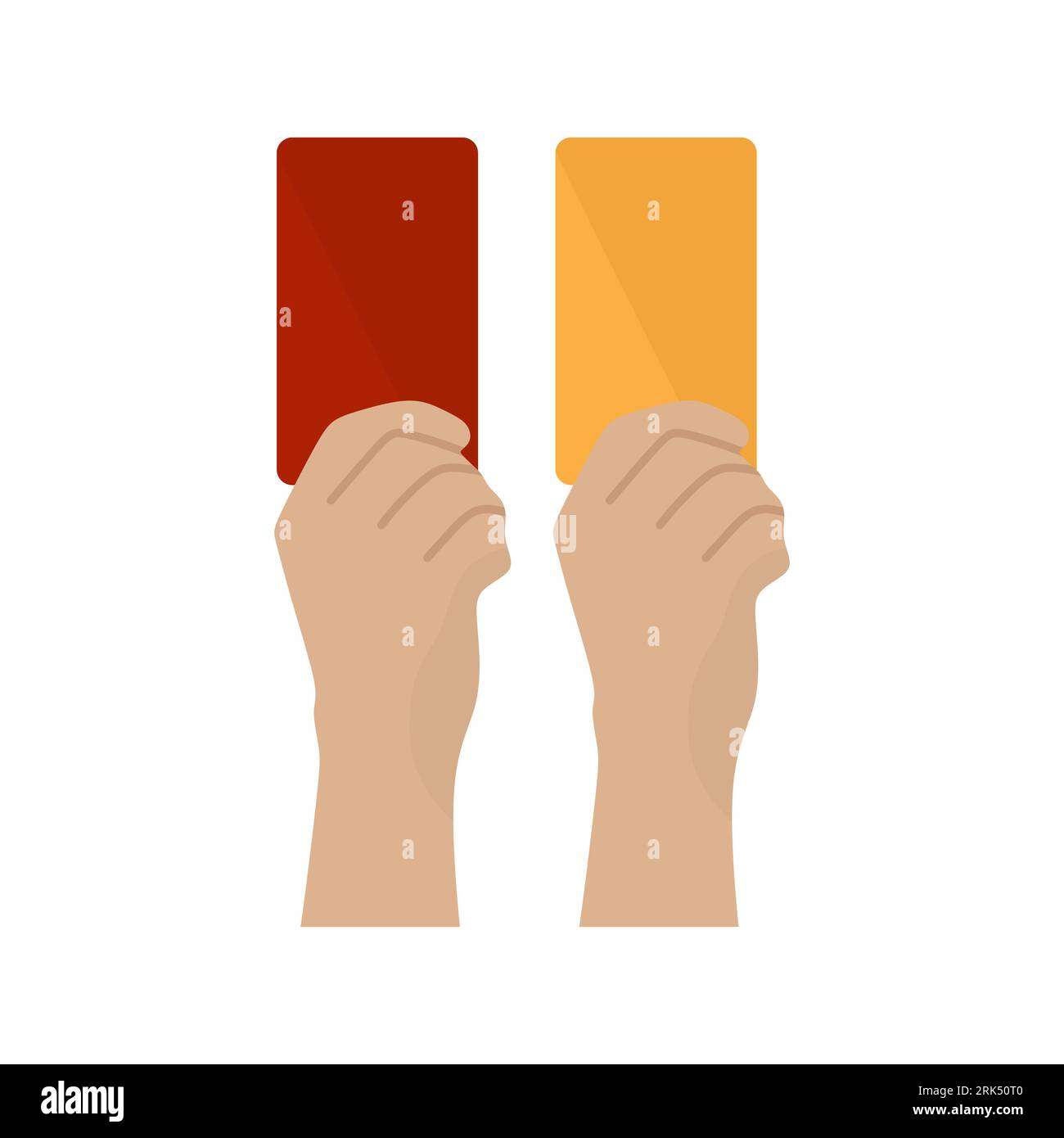 Soccer football with hand hold card elements with isolated on white ...