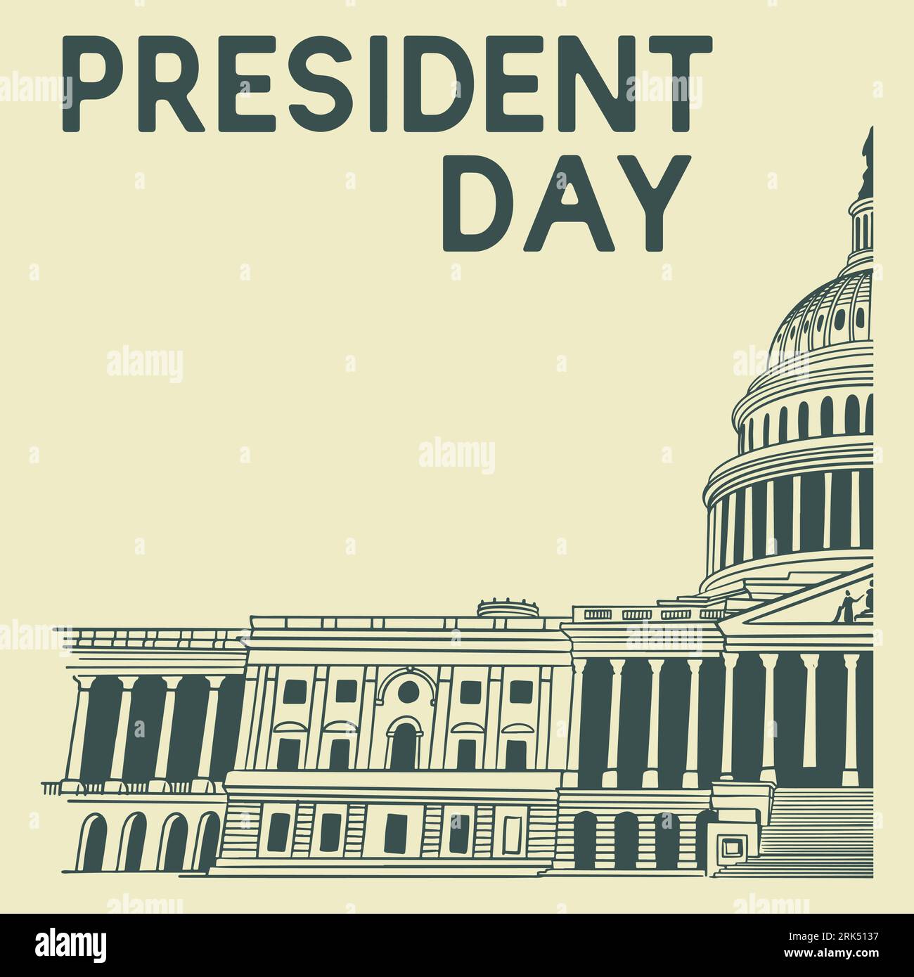 Hand drawing president day element with american building isolated on ...